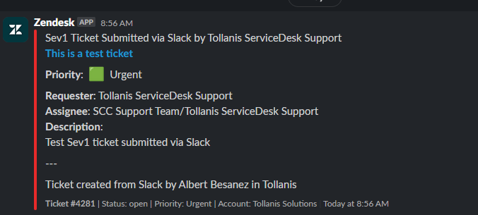 Submitting a Sev1 Ticket Through Slack – Tollanis Solutions